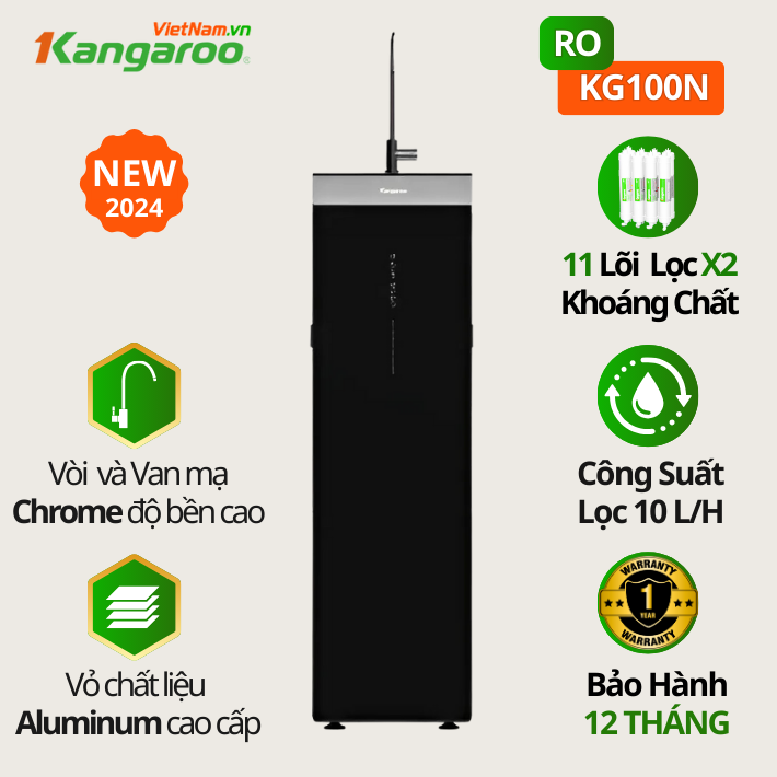Máy Lọc Nước Kangaroo RO KG100N, 11 Lõi siêu lọc, New 2024